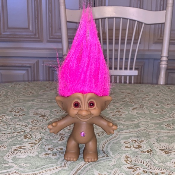 ace | Other | Hot Pink Haired Vintage Ace 425 Troll Doll With Pink Star ...